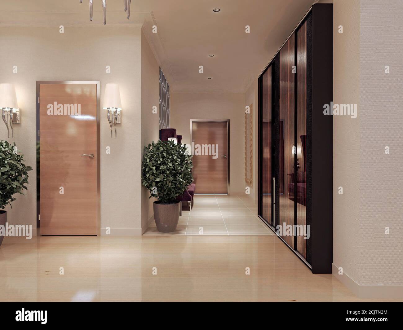 Corridor Art Deco style. 3d render Stock Photo - Alamy