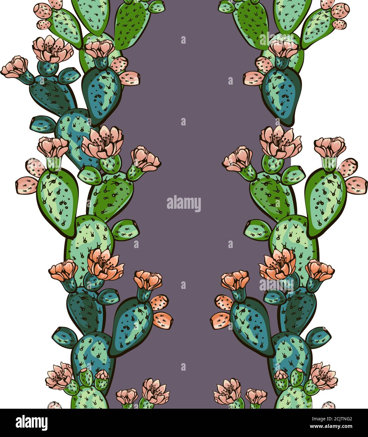 Cactus hand drawn vector seamless pattern. Creative texture Doodle ...