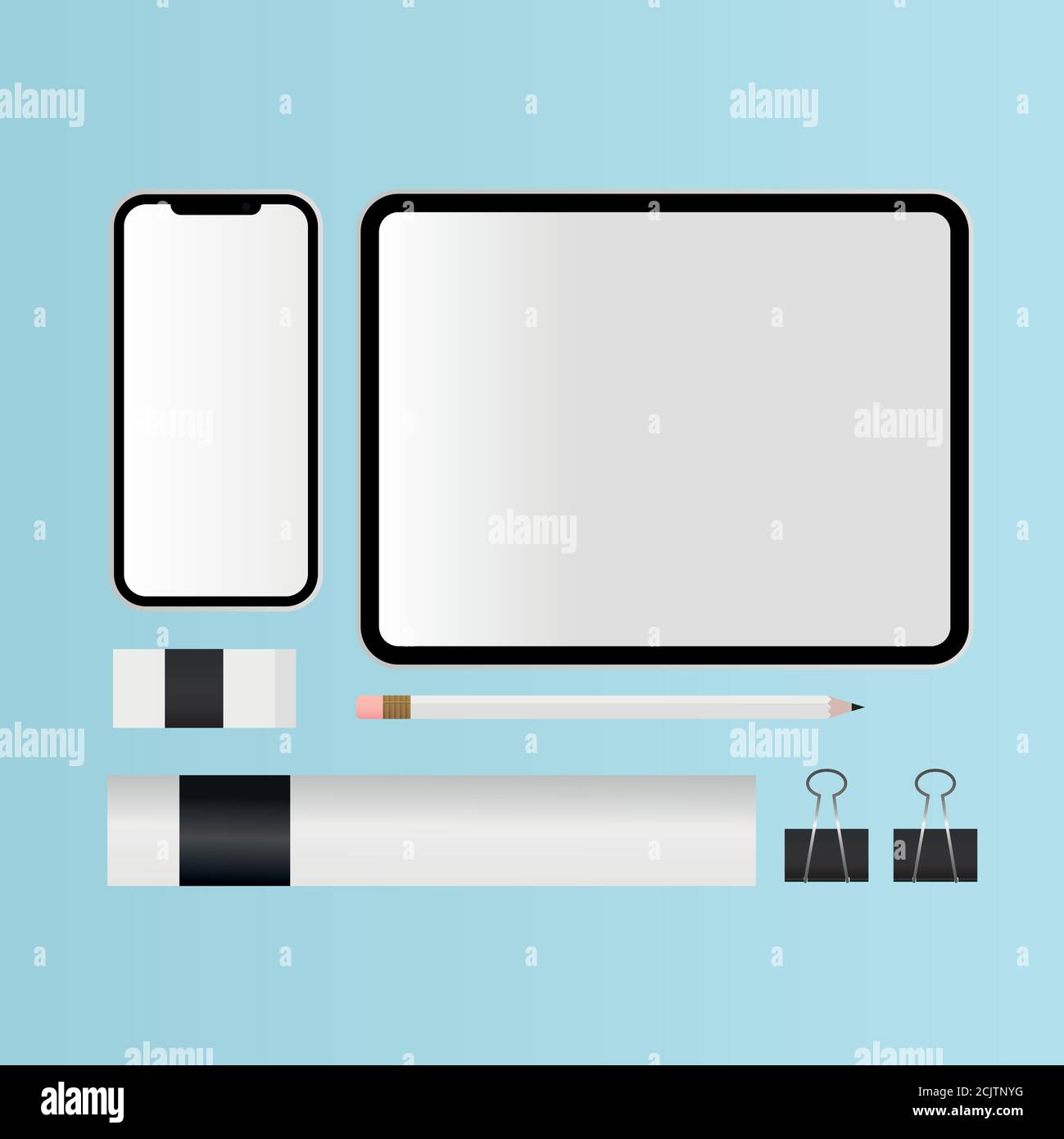 Mockup tablet smartphone and pencil design of corporate identity ...