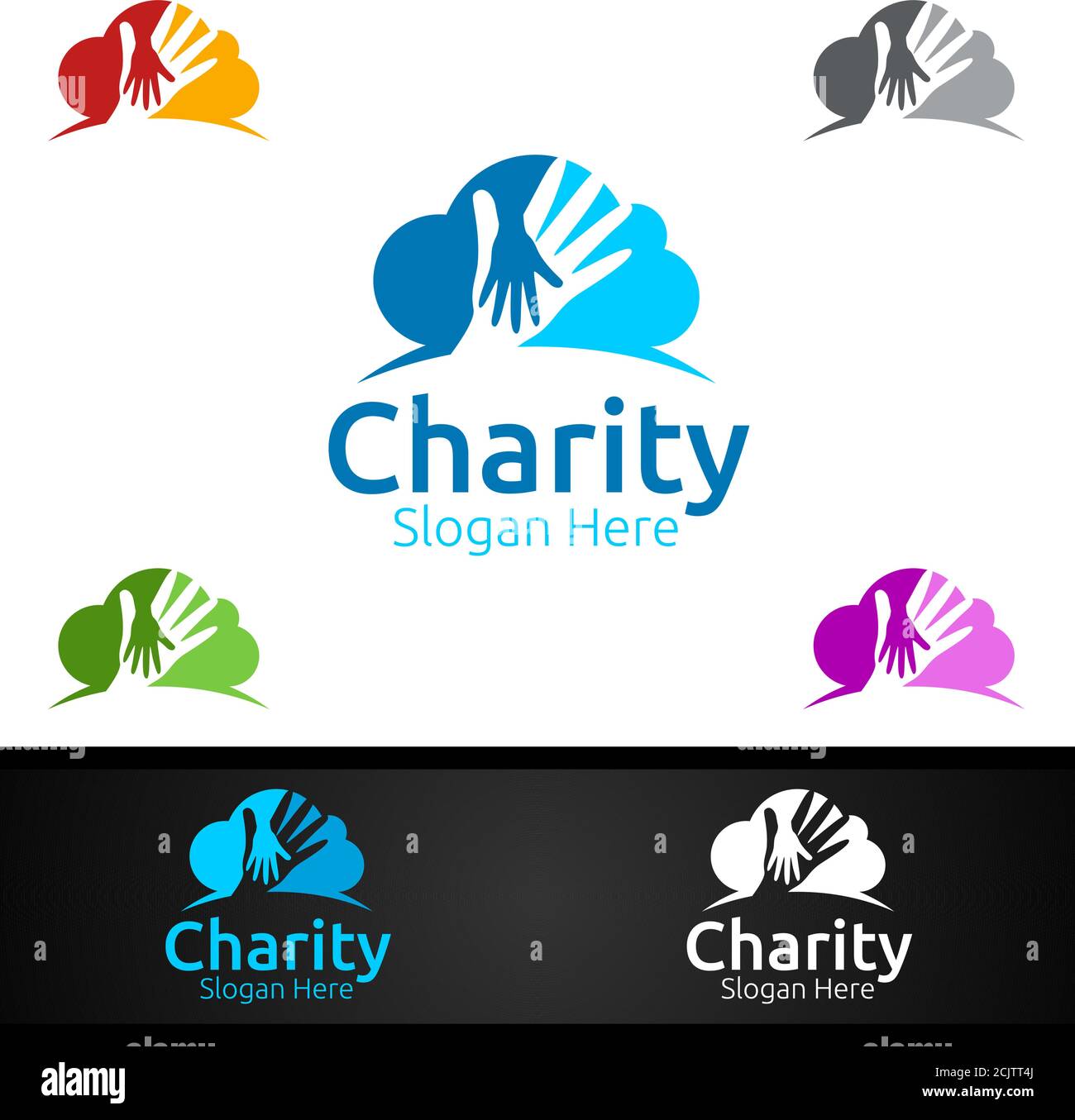 Cloud Helping Hand Charity Foundation Creative Logo for Voluntary ...