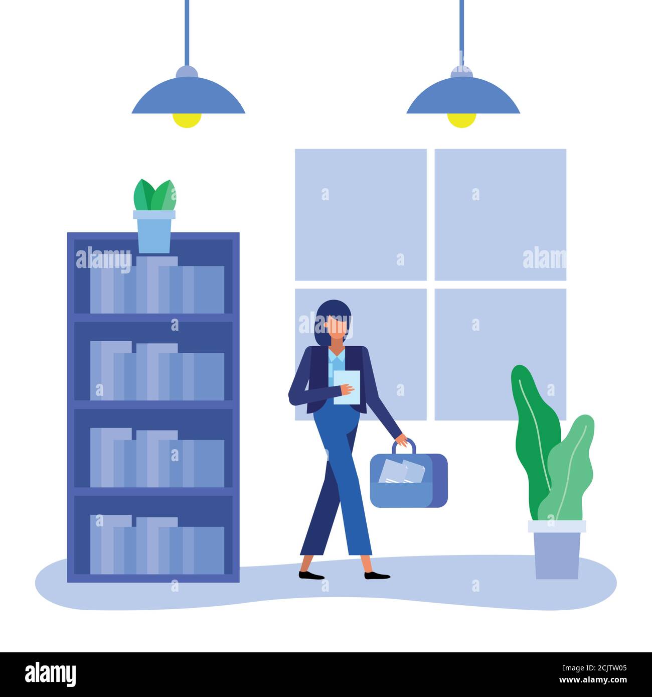 Businesswoman cartoon walking design, office business and management ...