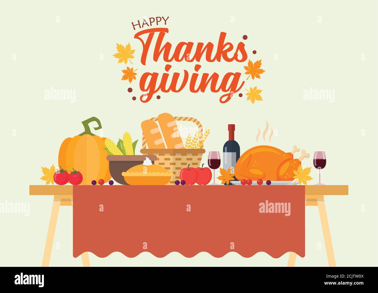 Thanksgiving dinner vector illustration. Festive holiday dinner Stock ...