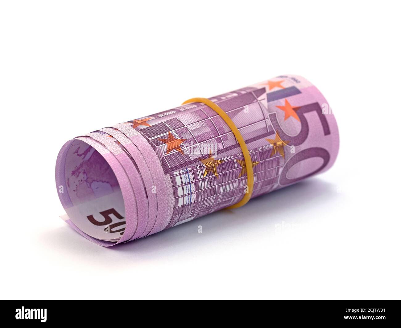 Rolled euro banknotes against white background Stock Photo - Alamy