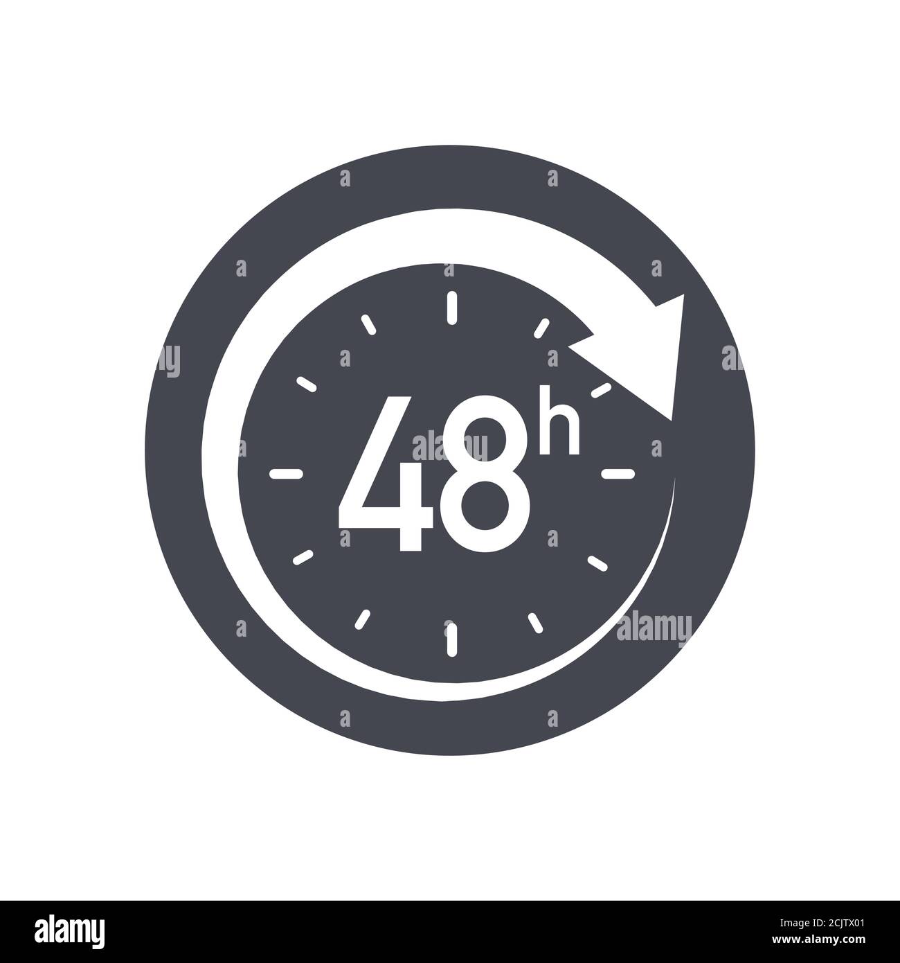 48h icon. Flat vector illustration in black on white background Stock ...