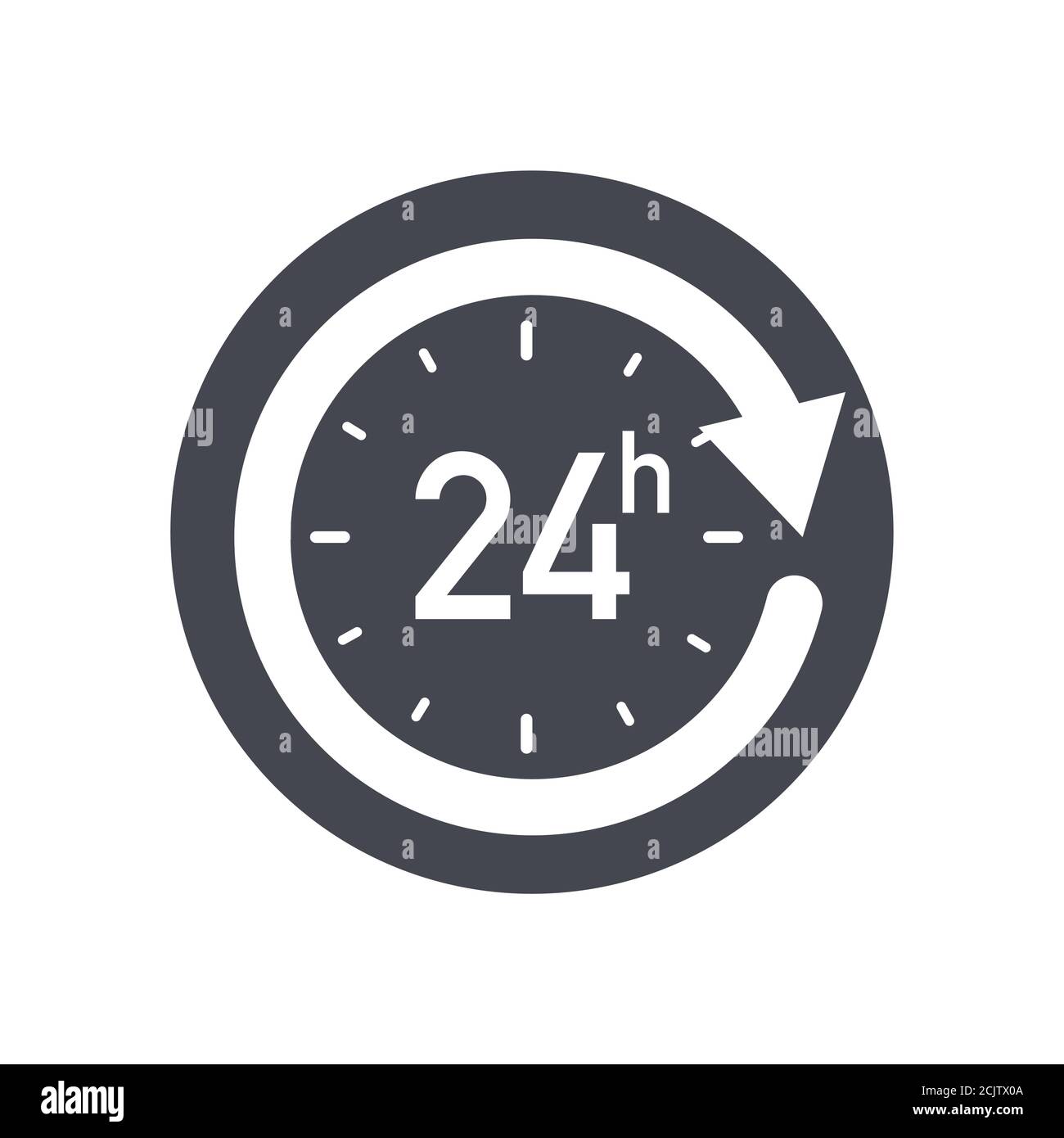 24h icon. Flat vector illustration in black on white background Stock ...