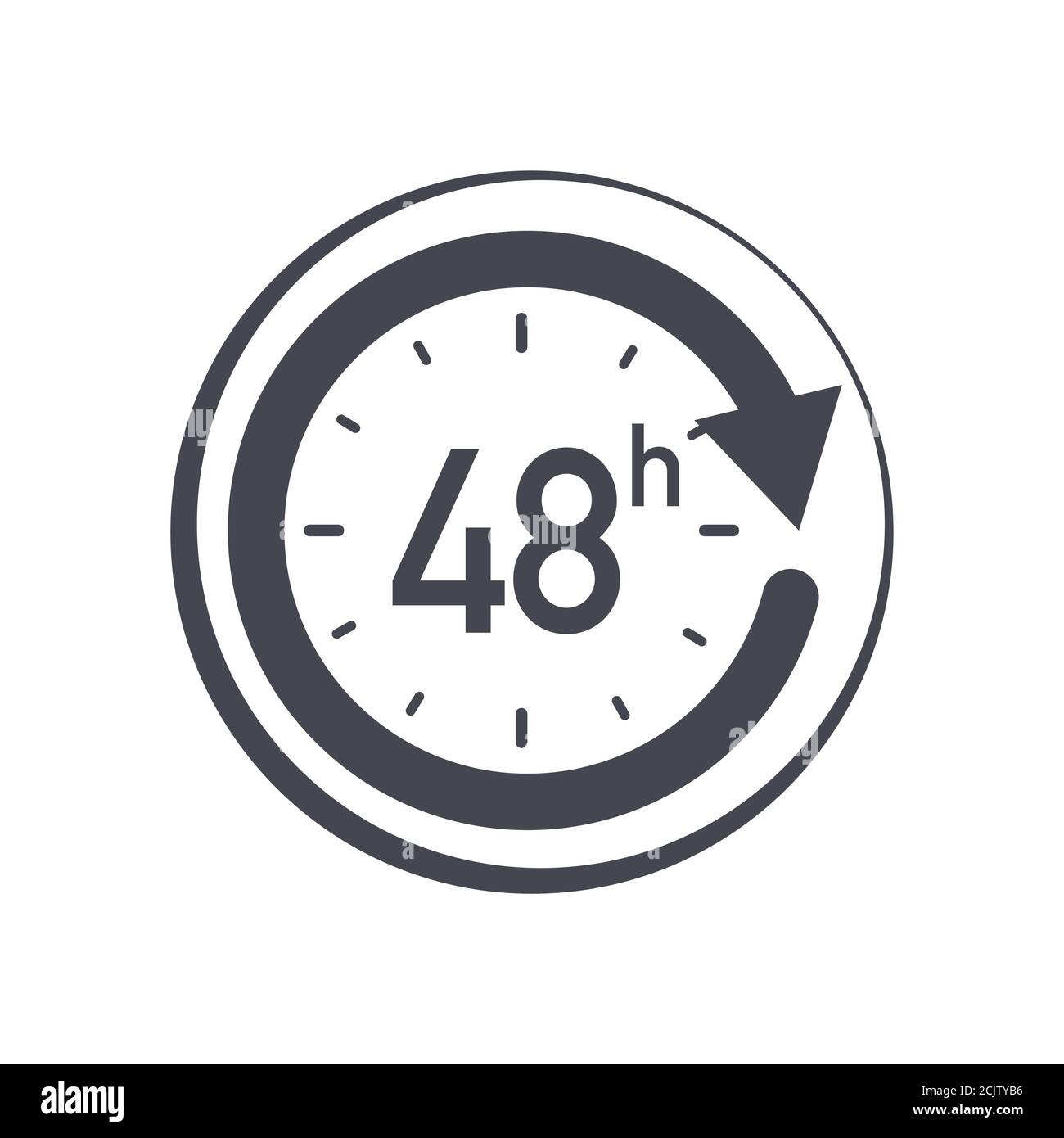 48h icon. Flat vector illustration in black on white background Stock ...