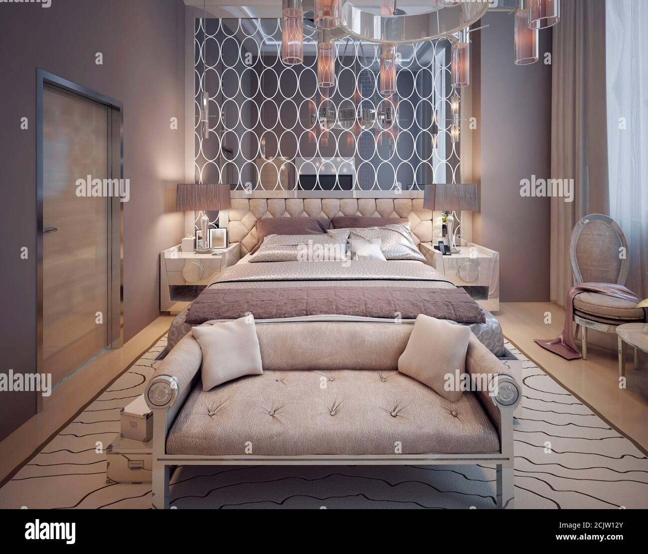 Bedroom in modern style. 3d render Stock Photo - Alamy