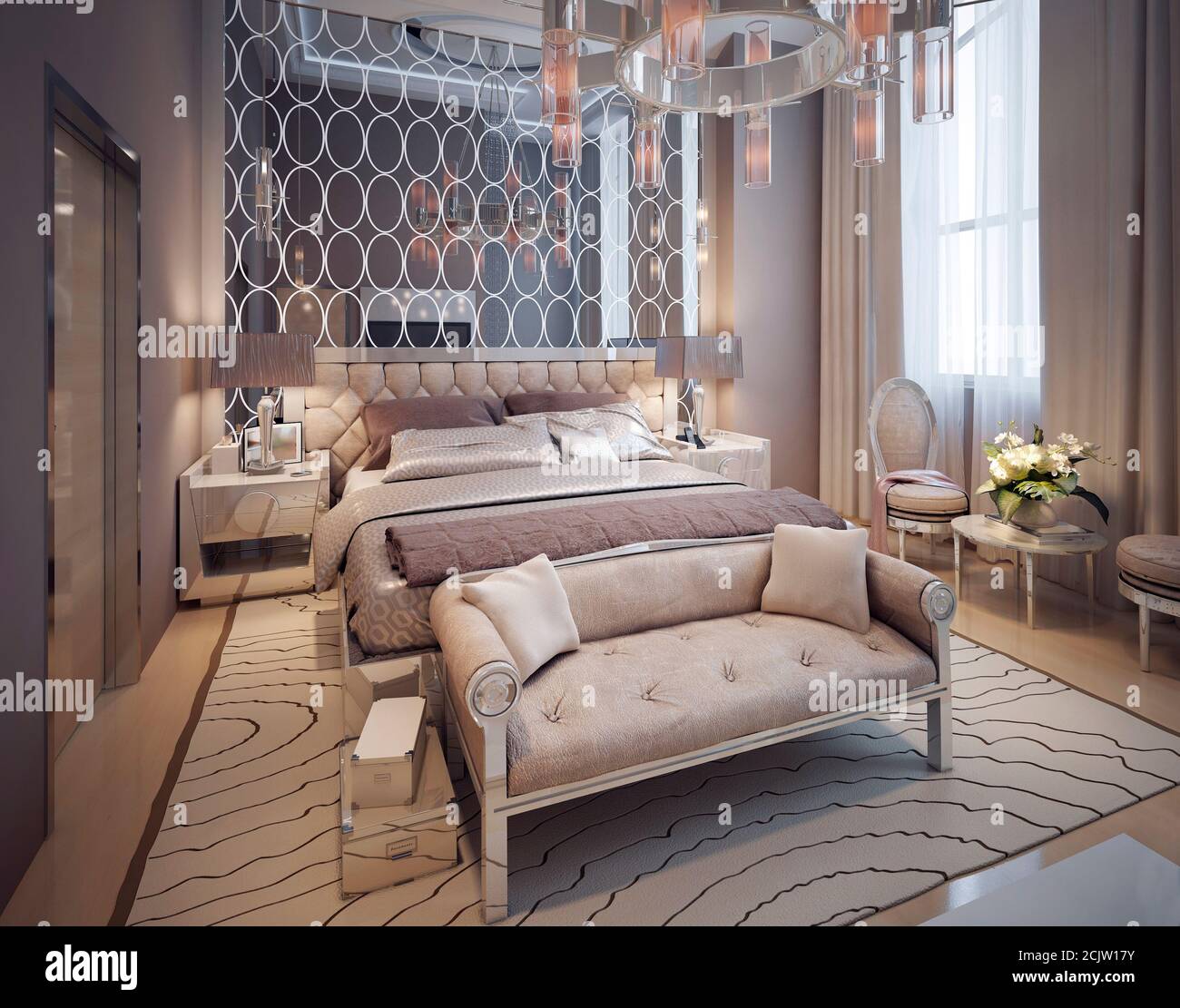 Bedroom in modern style. 3d render Stock Photo - Alamy