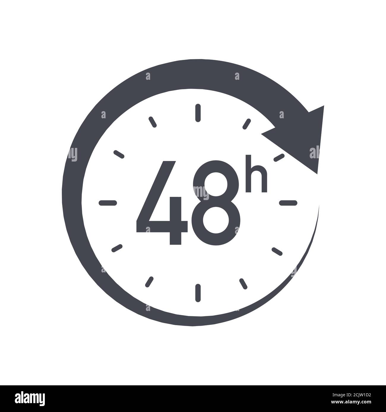 48h icon. Flat vector illustration in black on white background Stock ...