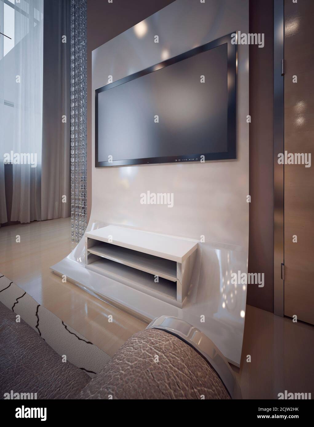 TV unit is a modern style. 3d render Stock Photo - Alamy