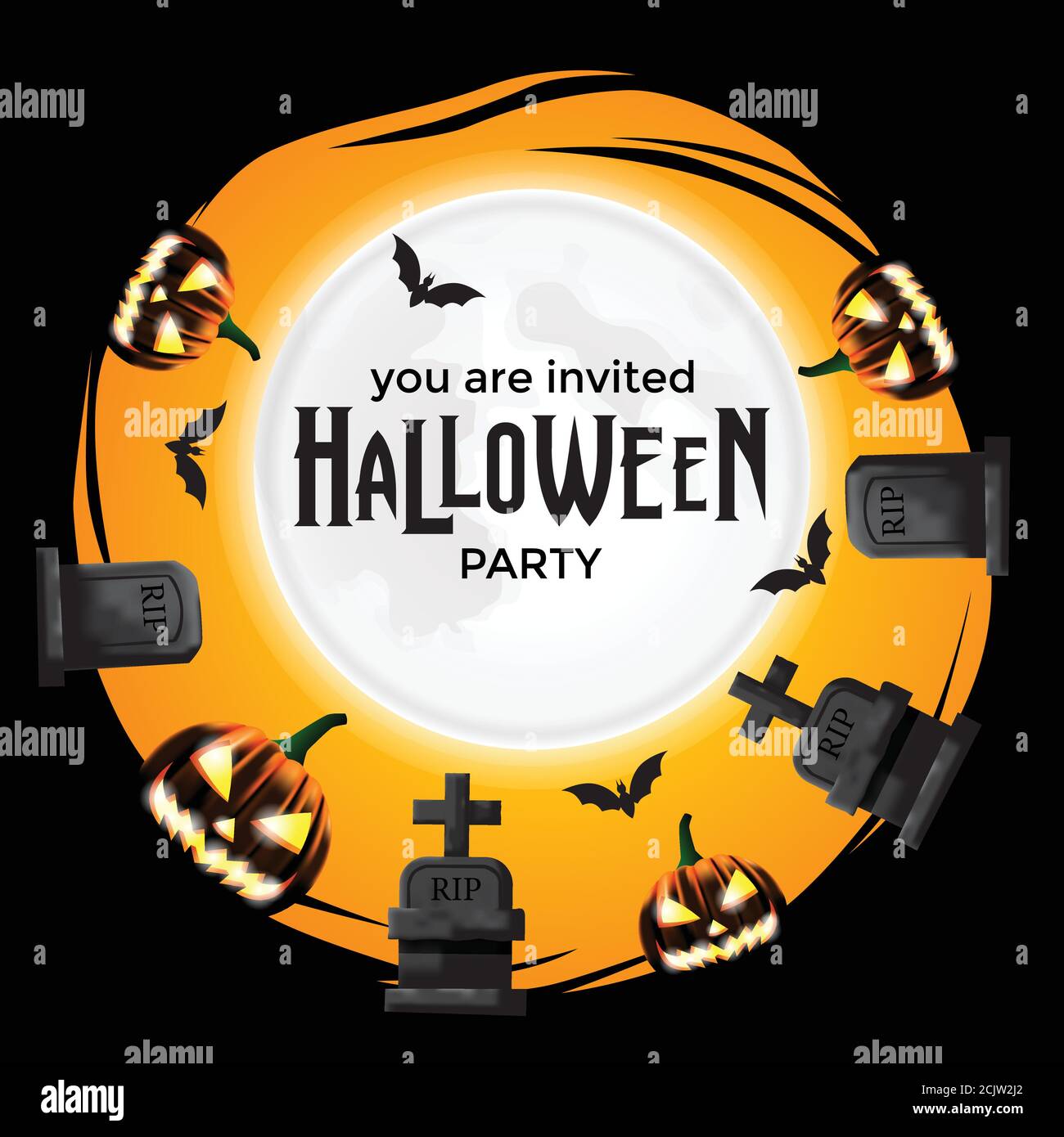 Halloween party trick or treat event celebration banner poster with ...