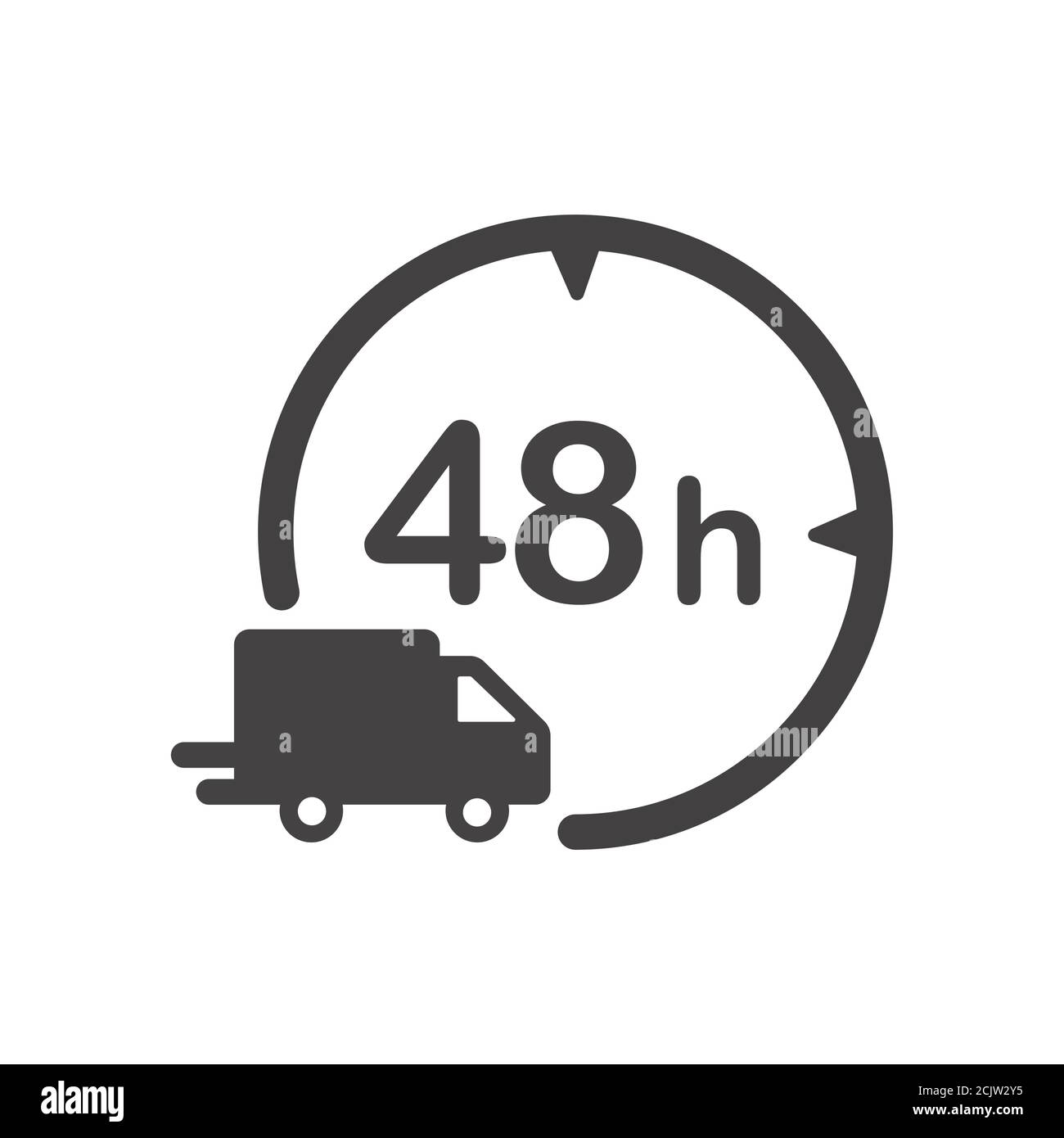 Delivery in 48 hours icon. Flat vector illustration in black on white ...