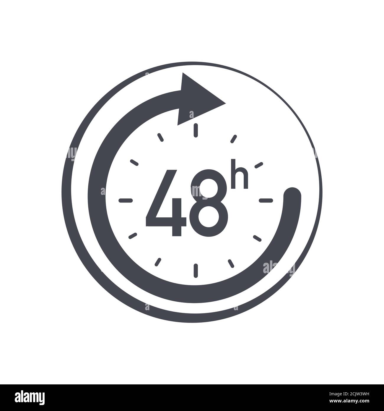 48h icon. Flat vector illustration in black on white background Stock ...
