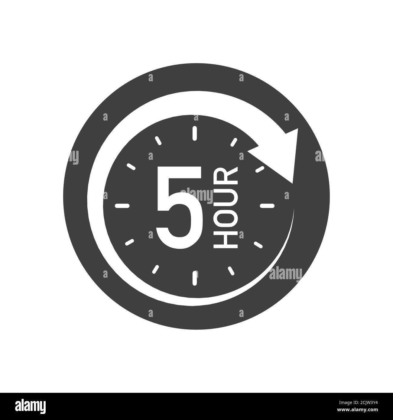 Five hours round icon with arrow. Black and white vector symbol Stock ...