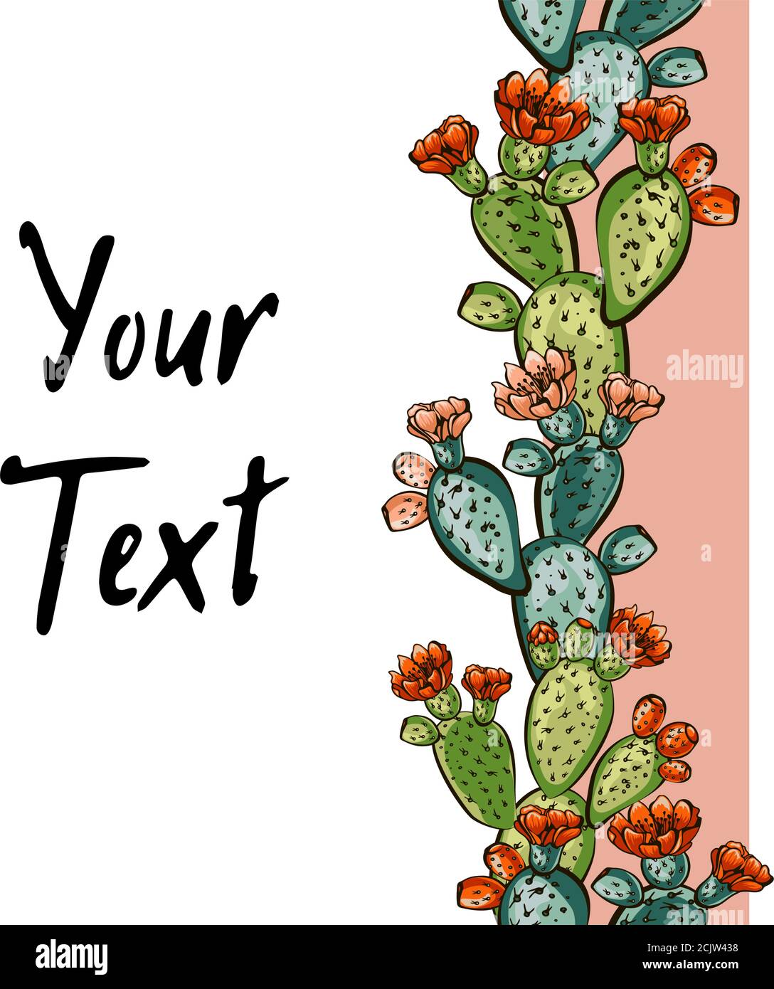 web banner template pattern, Wreath of cacti with flowers, Decorative ...
