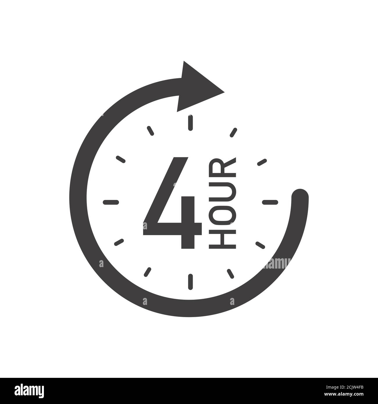 Four hours round icon with arrow. Black and white vector symbol Stock ...