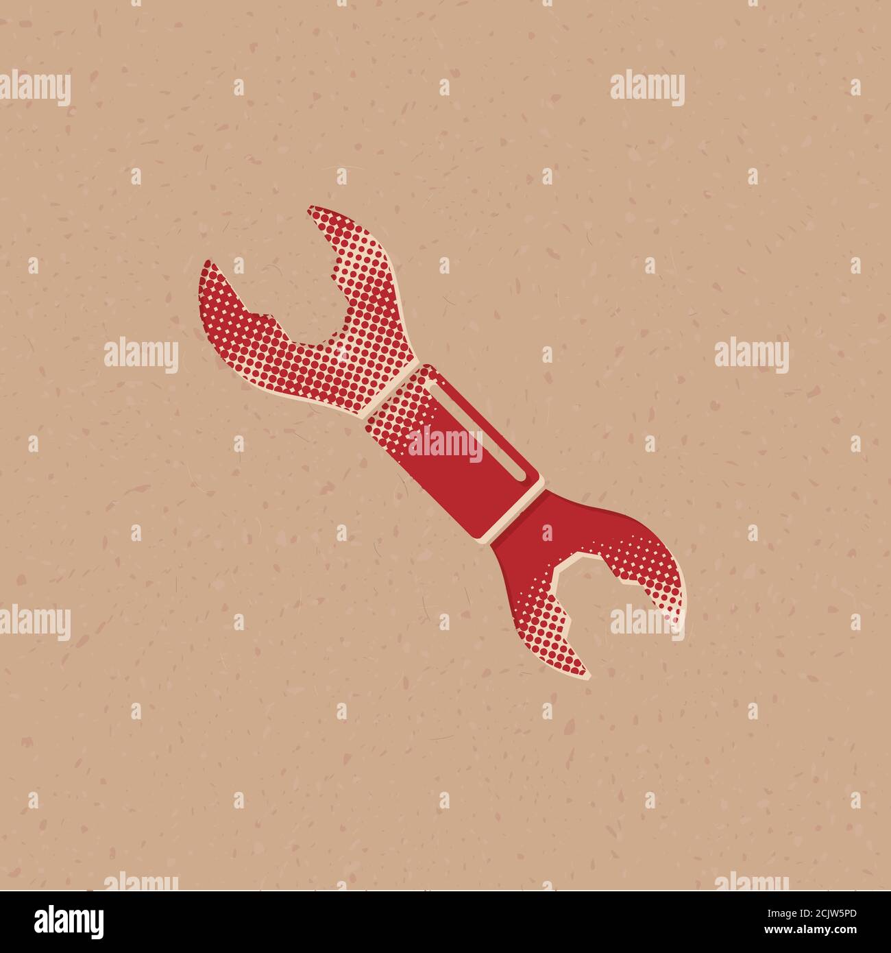 Bicycle wrench icon in halftone style. Grunge background vector ...