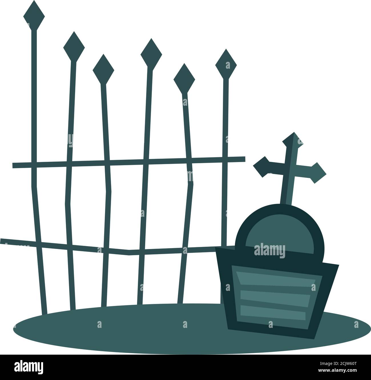 grave with cross and gate design, death tomb cementary and scary theme ...