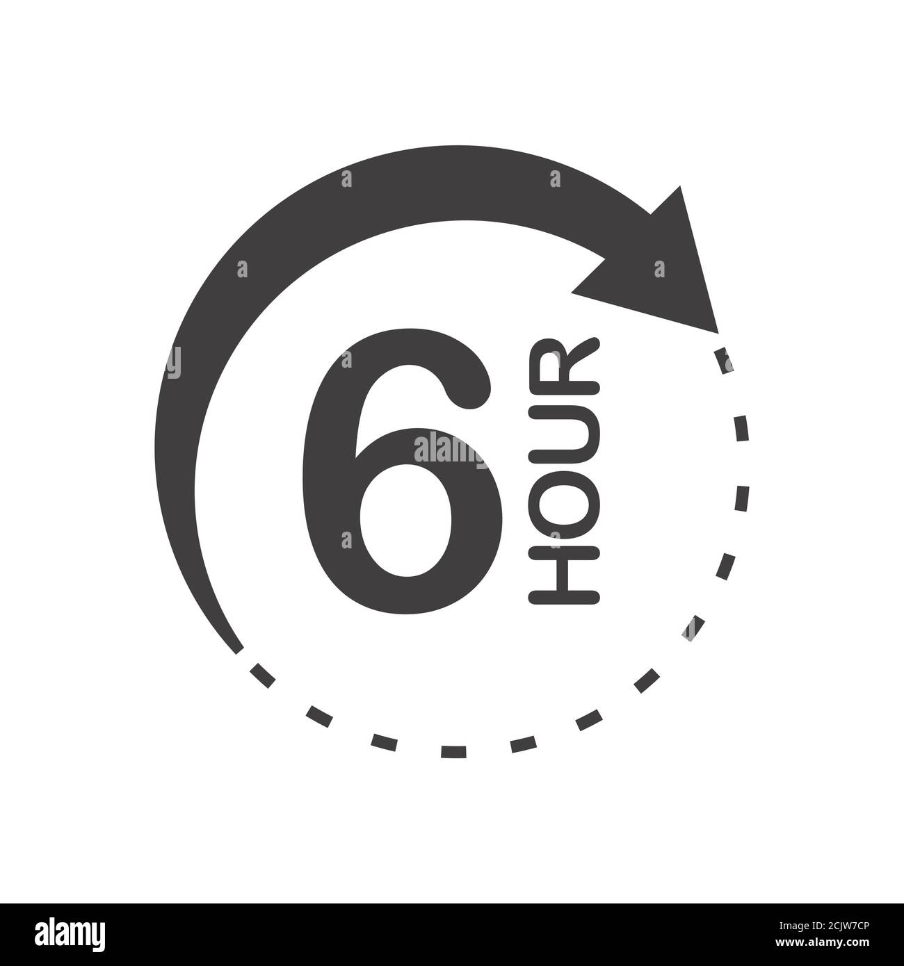 Six hours round icon with arrow. Black and white vector symbol Stock ...