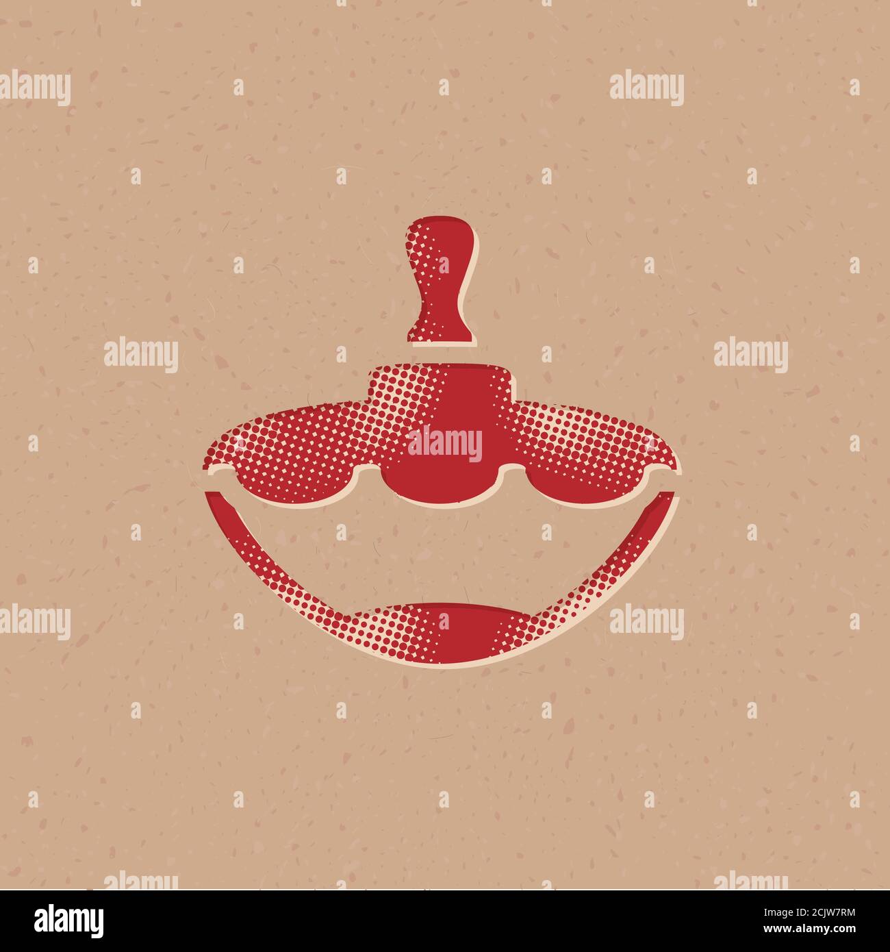 Top toy icon in halftone style. Grunge background vector illustration ...