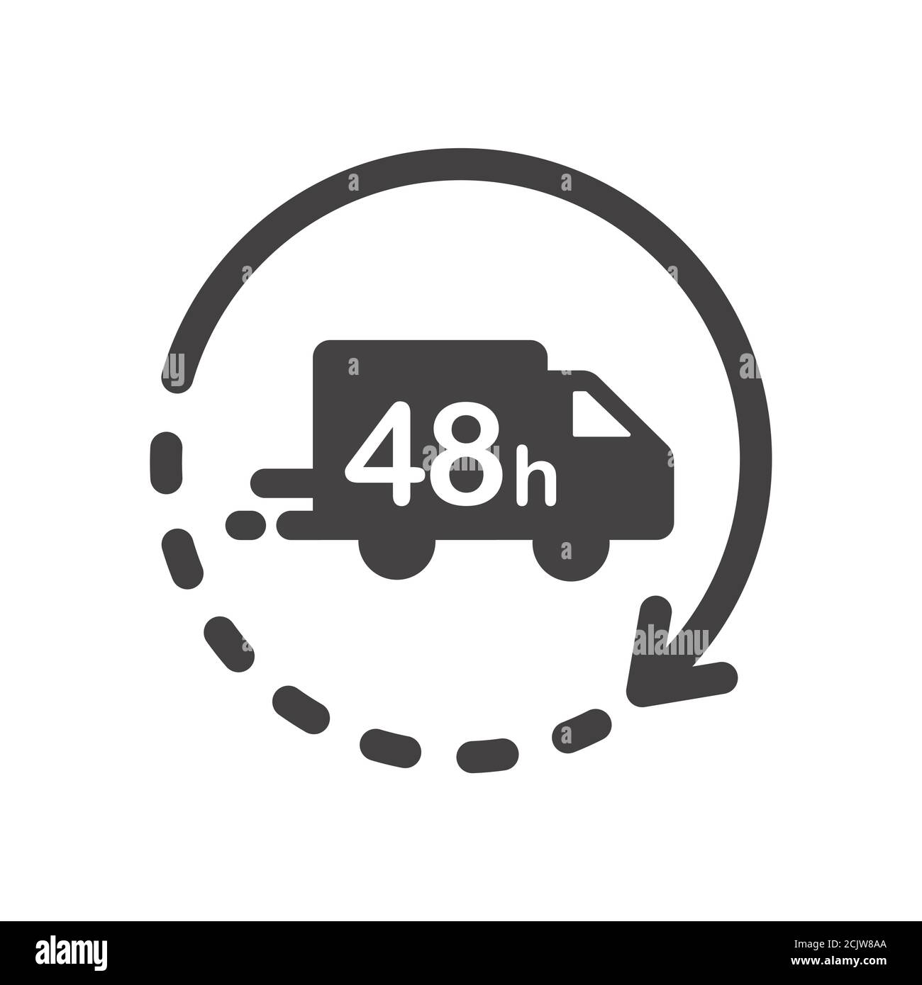 Delivery in 48 hours icon. Flat vector illustration in black on white ...