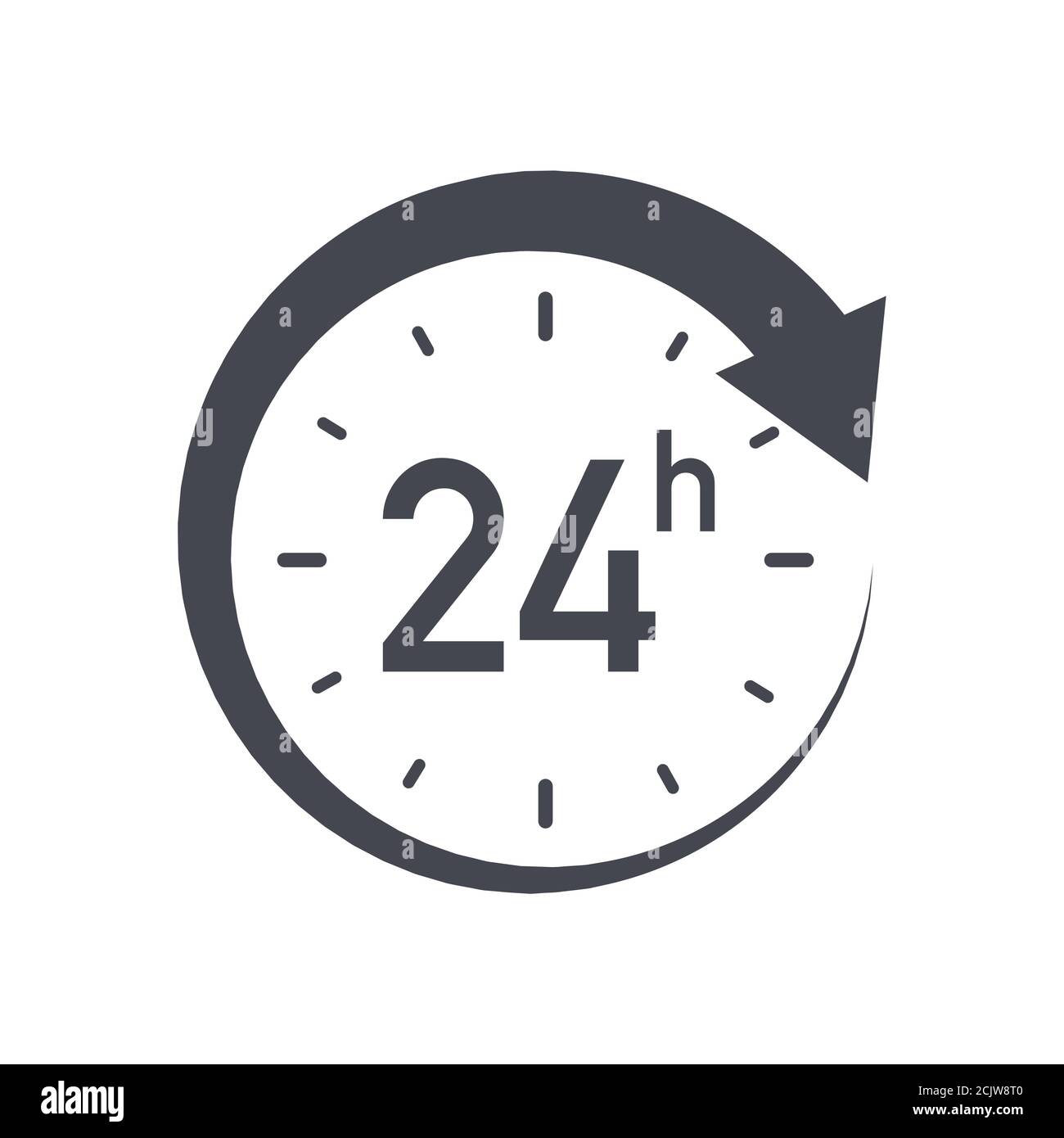 24h icon. Flat vector illustration in black on white background Stock ...