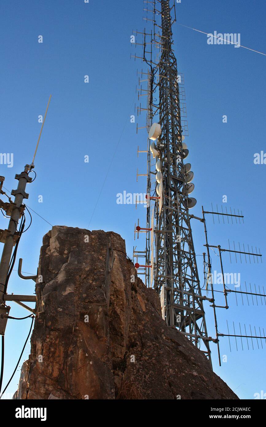 communication, telecommunication and television antennas, positioned ...