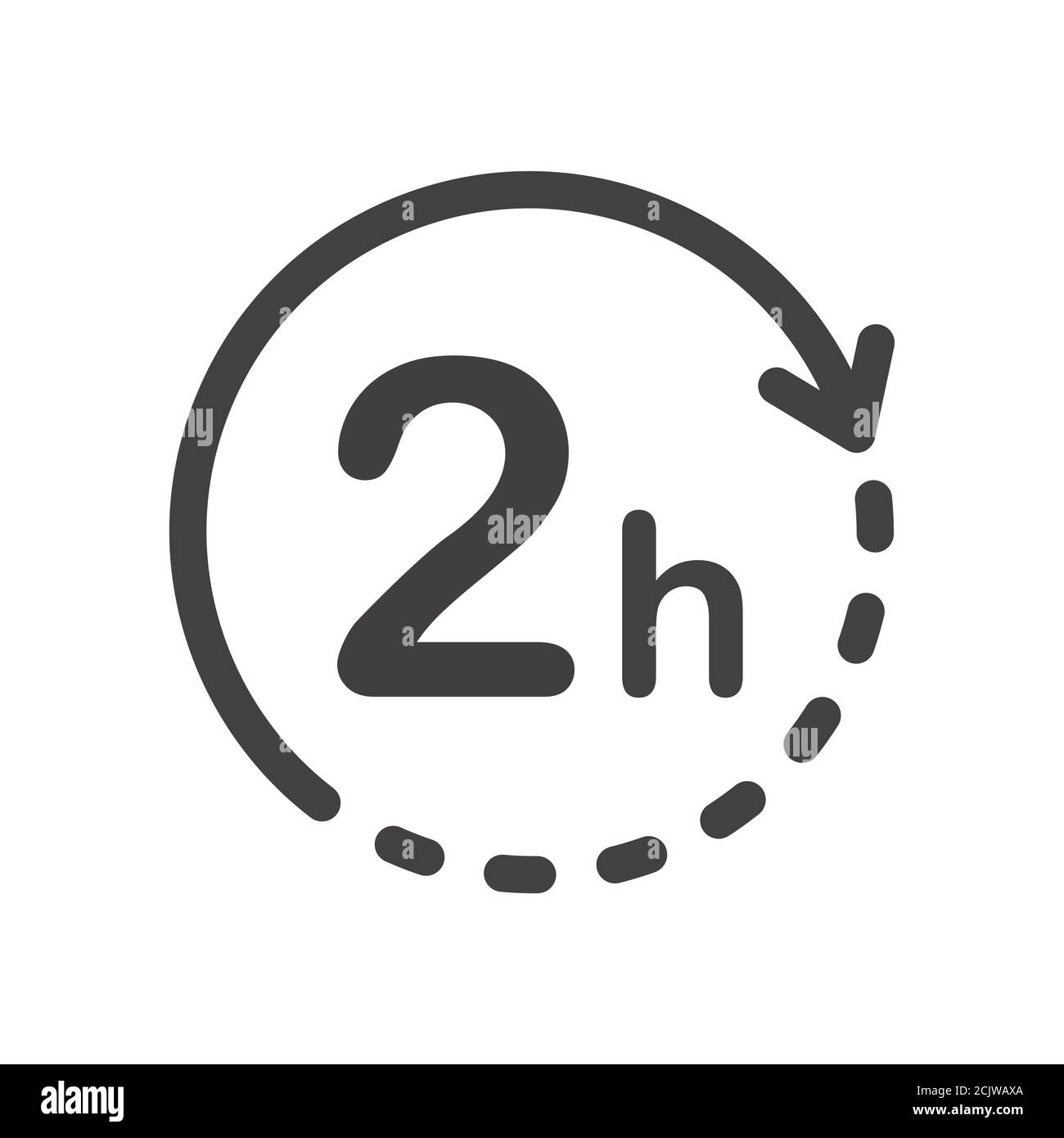 Two Hours Round Icon With Arrow Black And White Vector Symbol Stock