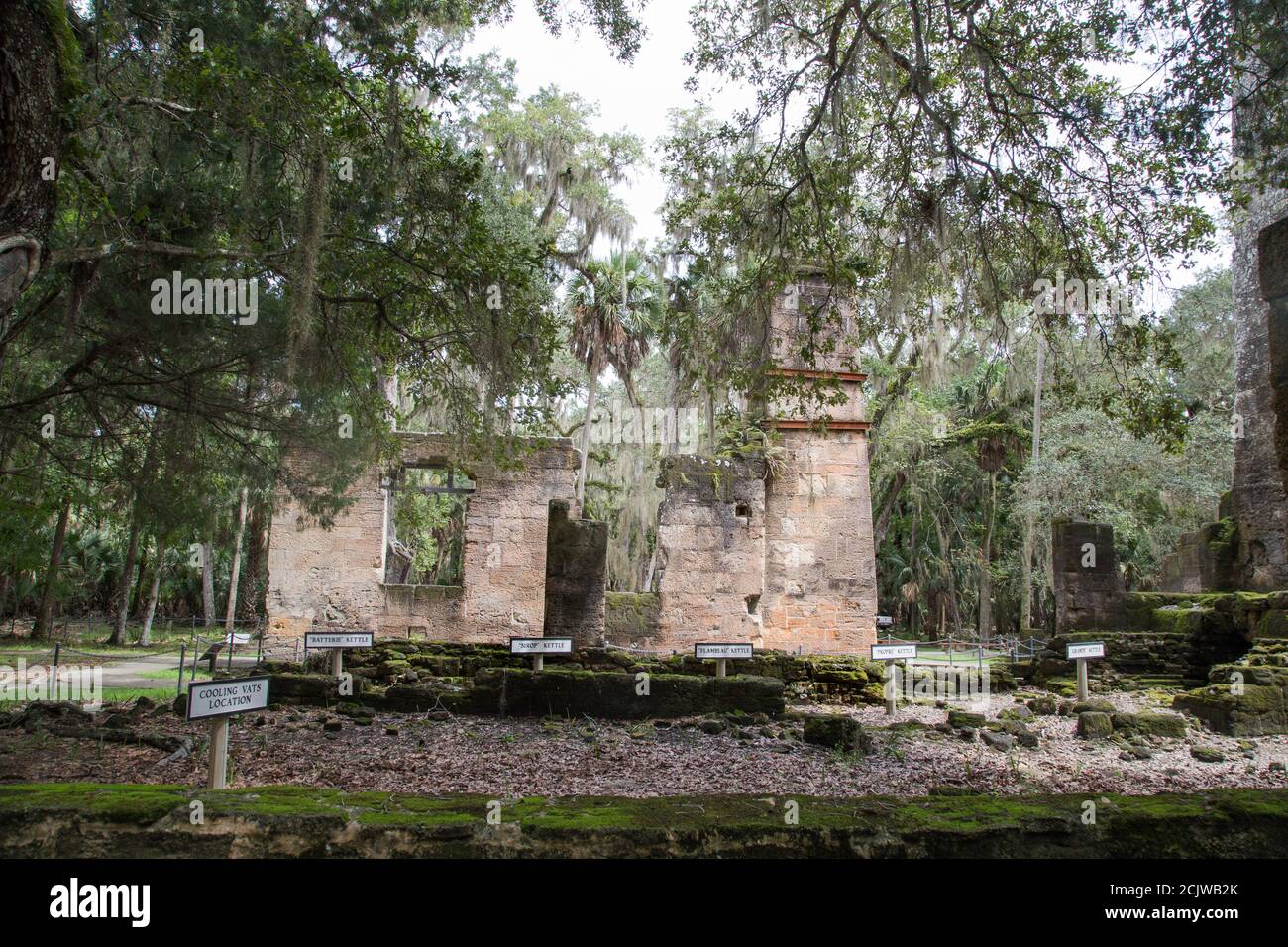 Bulow plantation sugar mill ruins in Florida. Plantation was destroyed ...