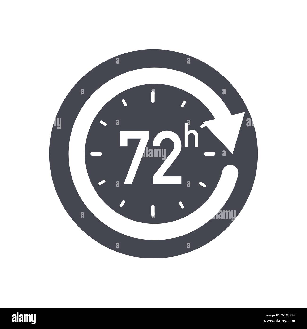 72h icon. Flat vector illustration in black on white background Stock ...