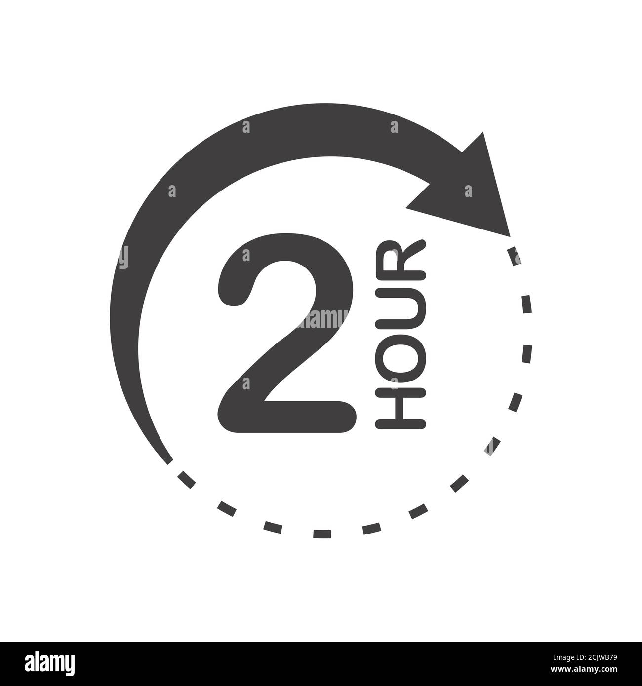 Two hours round icon with arrow. Black and white vector symbol Stock ...