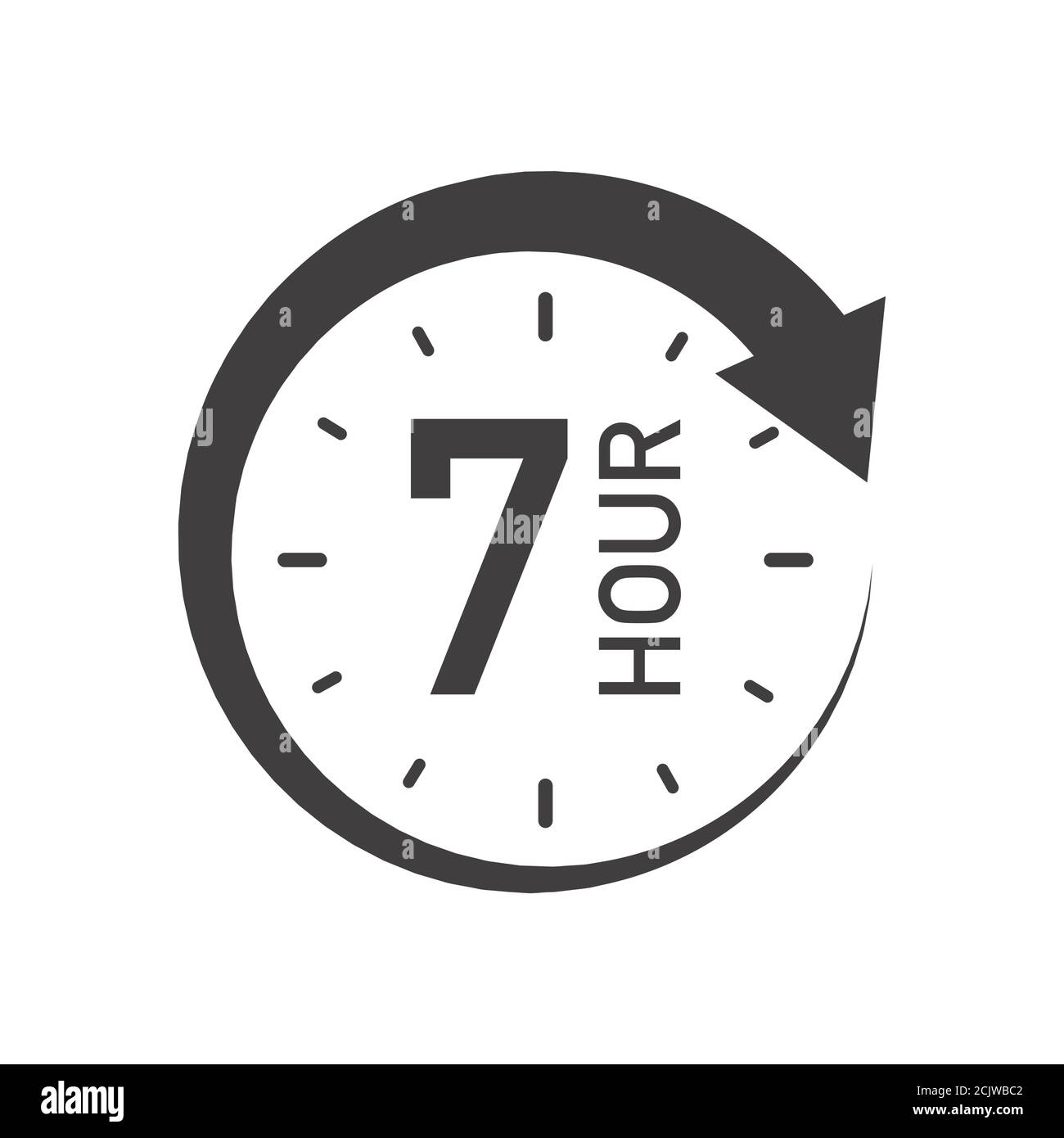 Seven hours round icon with arrow. Black and white vector symbol Stock ...