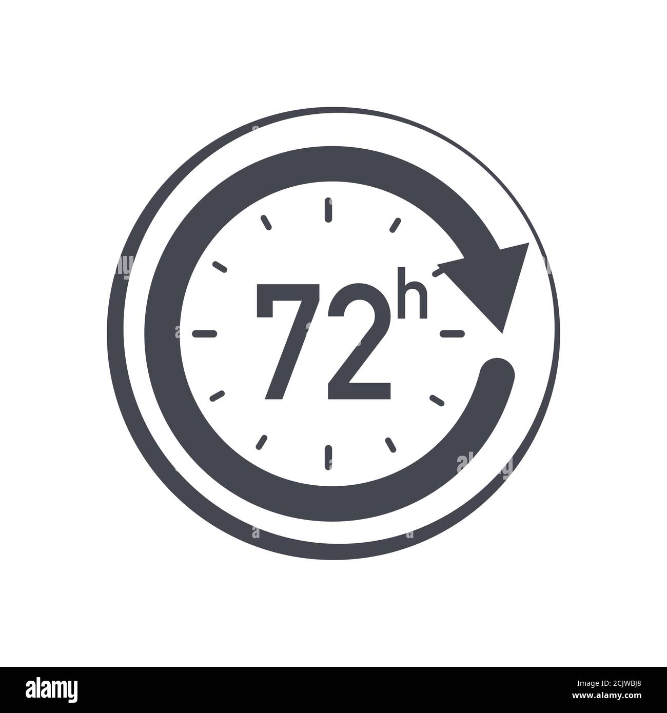 72h icon. Flat vector illustration in black on white background Stock ...