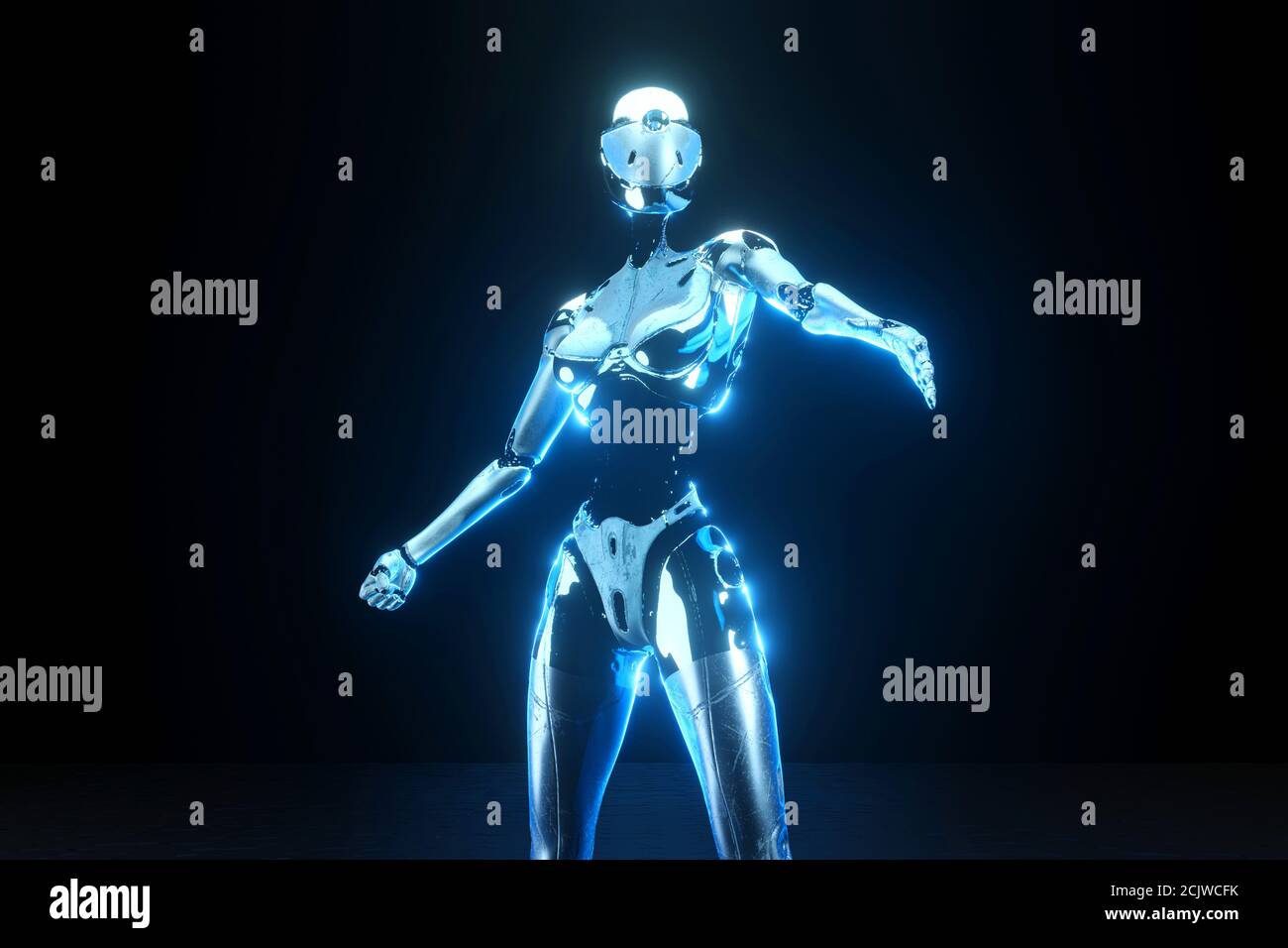 3D Illustration of a Cyborg in a scifi environment Stock Photo - Alamy