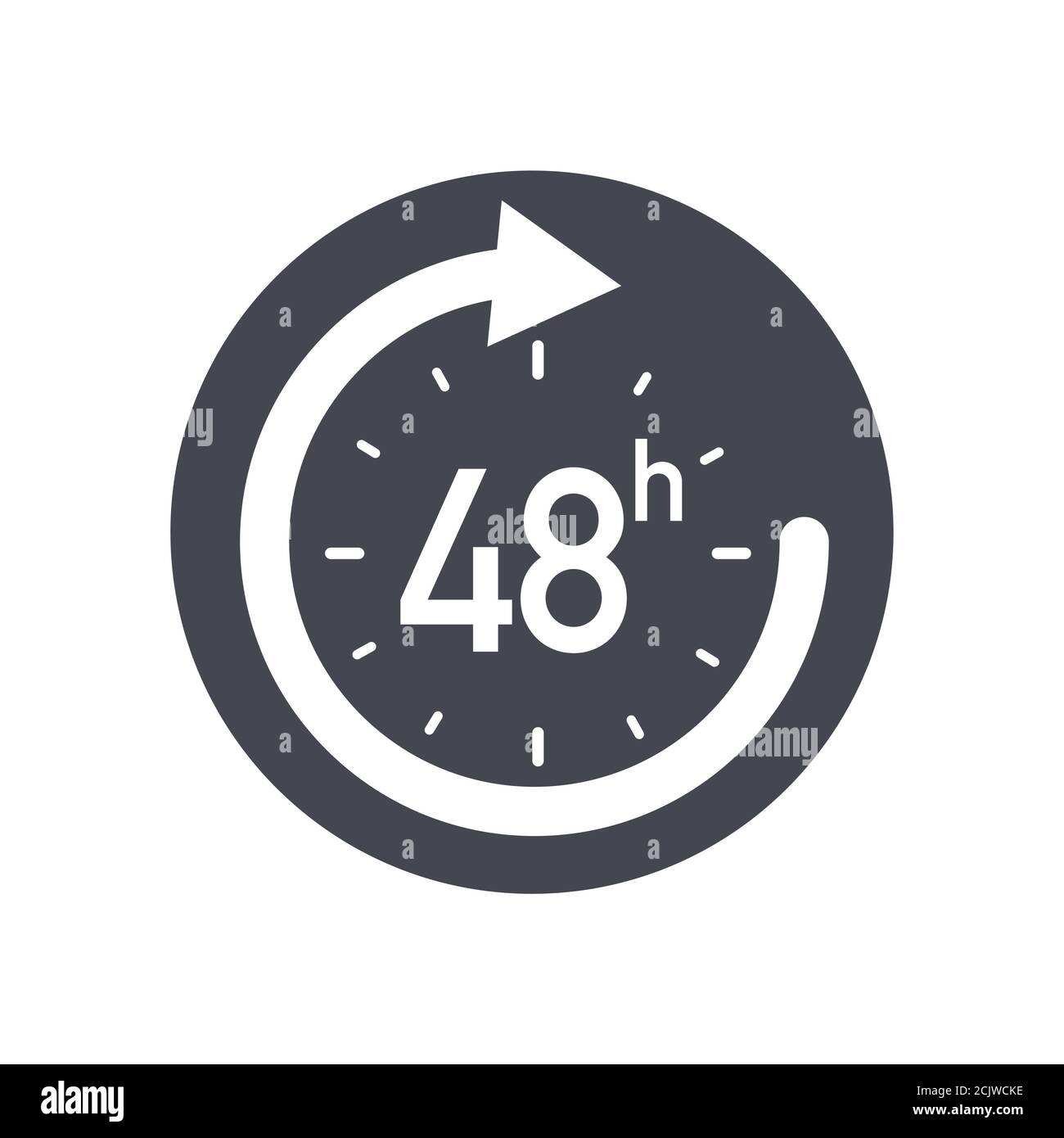 48h icon. Flat vector illustration in black on white background Stock ...
