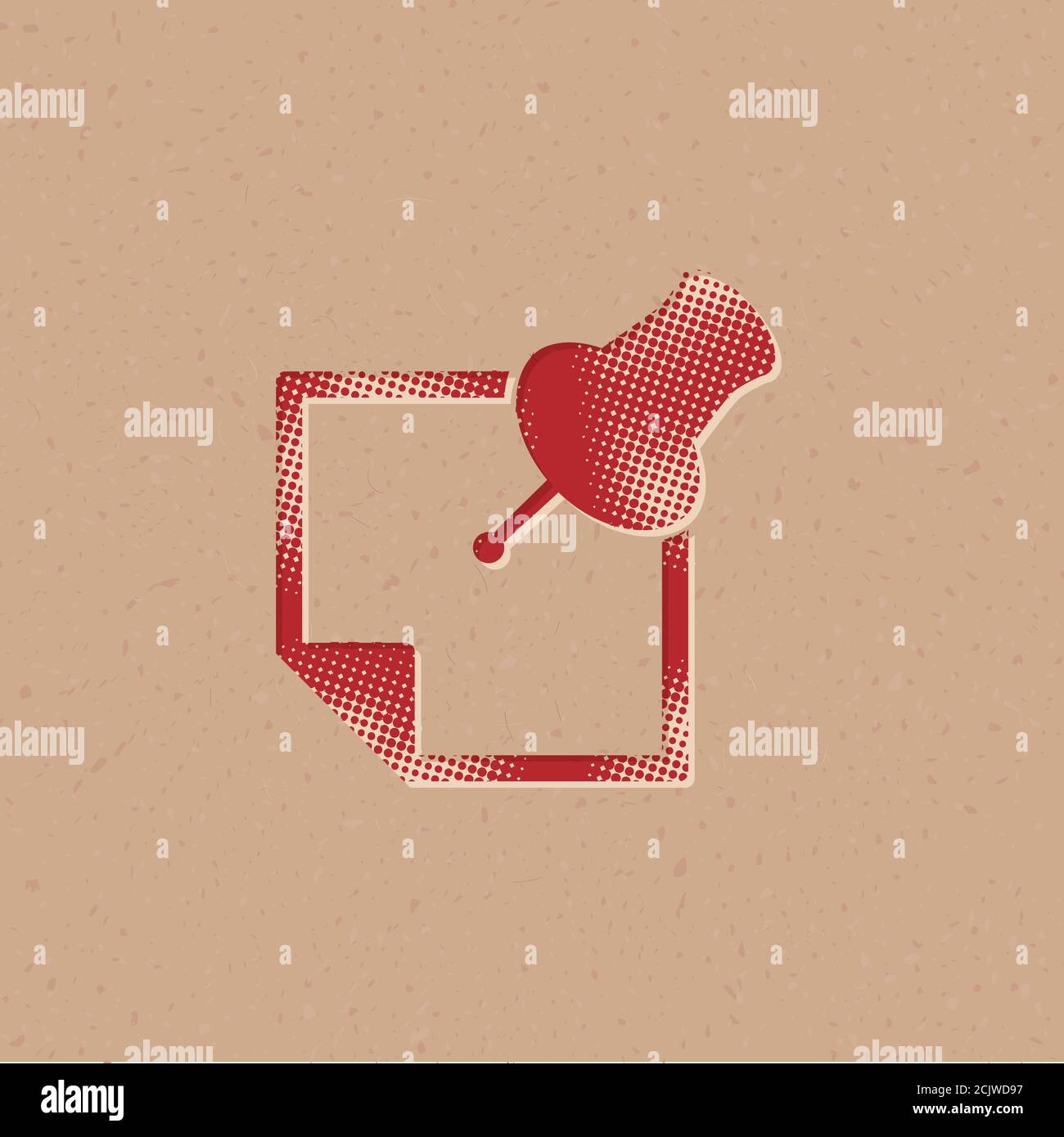 Sticky note icon in halftone style. Grunge background vector ...