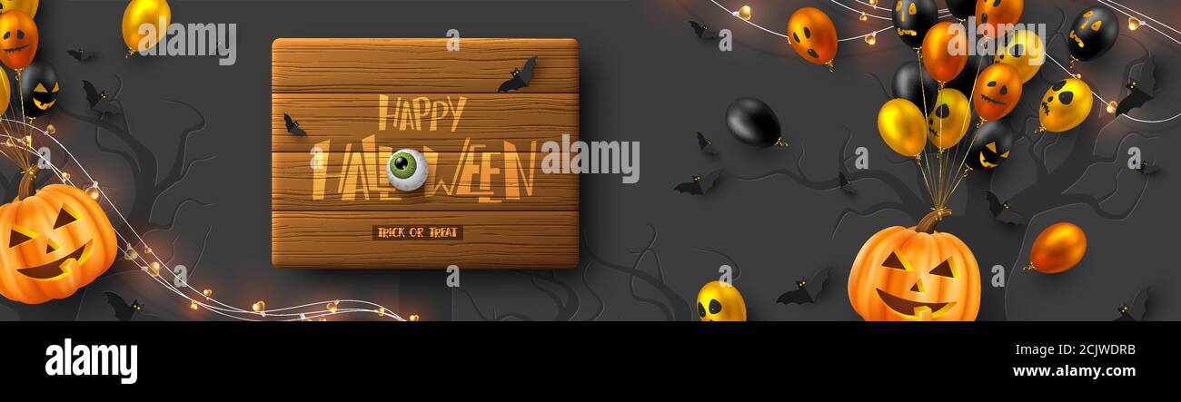 Happy Halloween horizontal banner Stock Vector Image & Art - Alamy