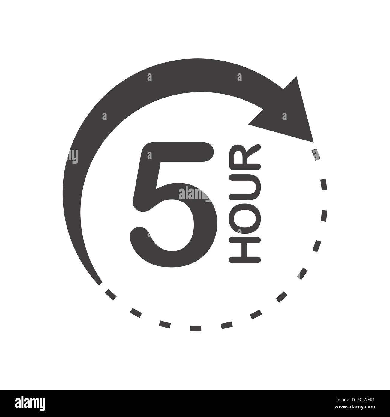 Five hours round icon with arrow. Black and white vector symbol Stock ...