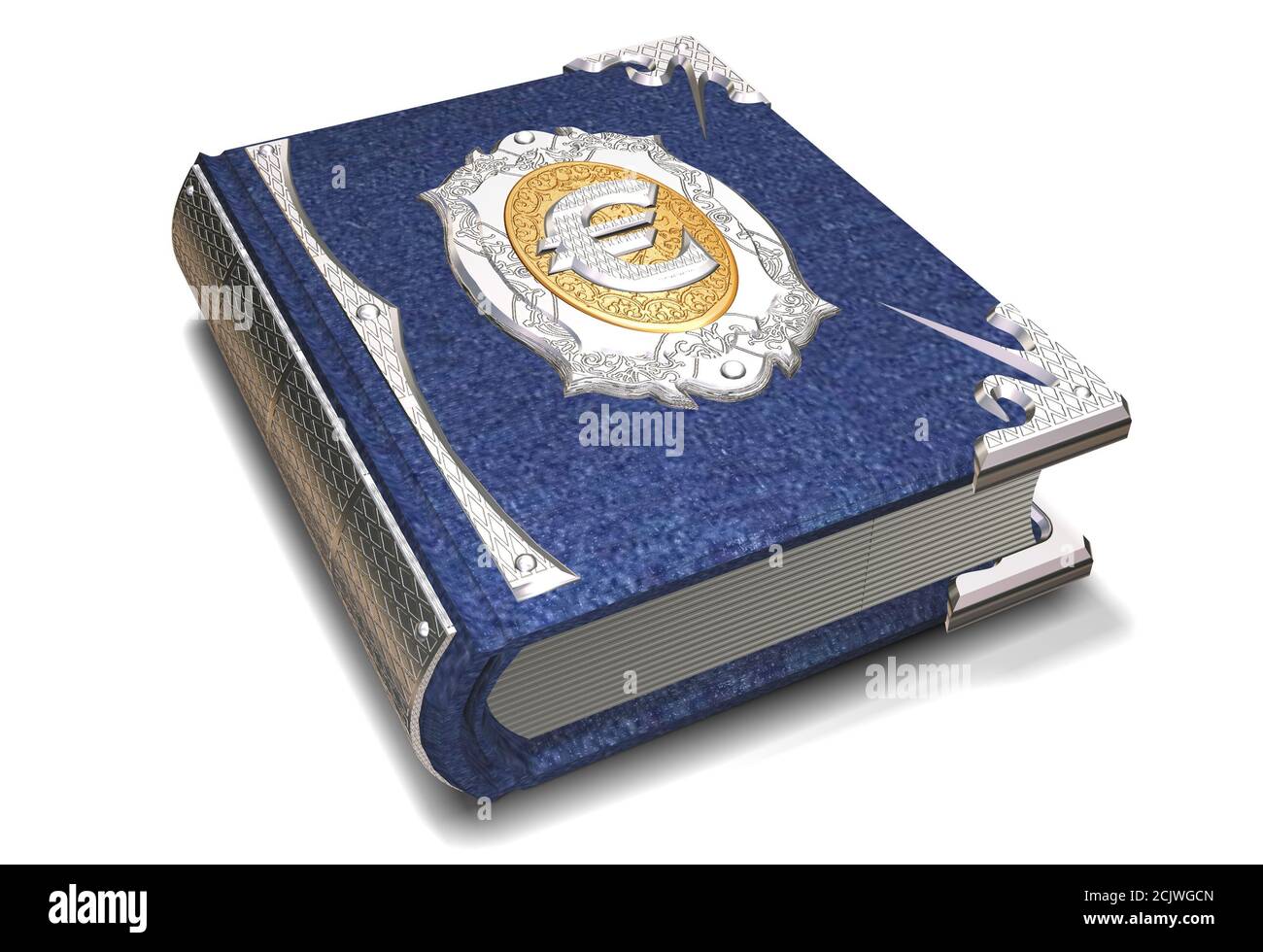 Book. Financial Accounting. Euro currency. 3D rendering of a blue book ...