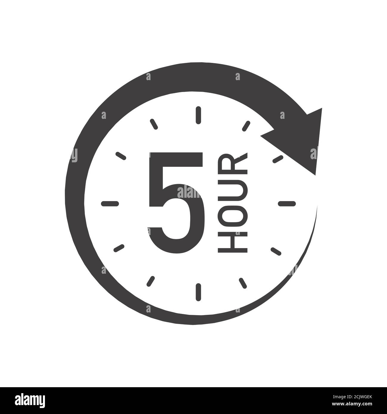 Five hours round icon with arrow. Black and white vector symbol Stock ...