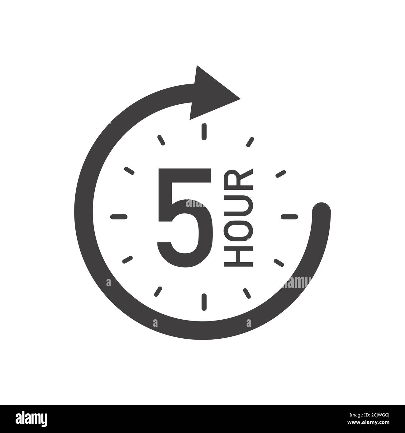 Five hours round icon with arrow. Black and white vector symbol Stock ...