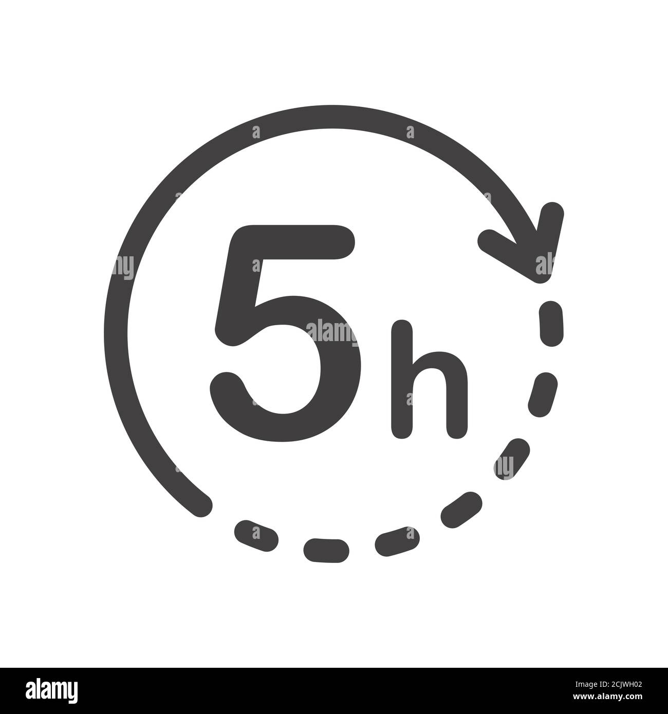 Five hours round icon with arrow. Black and white vector symbol Stock ...