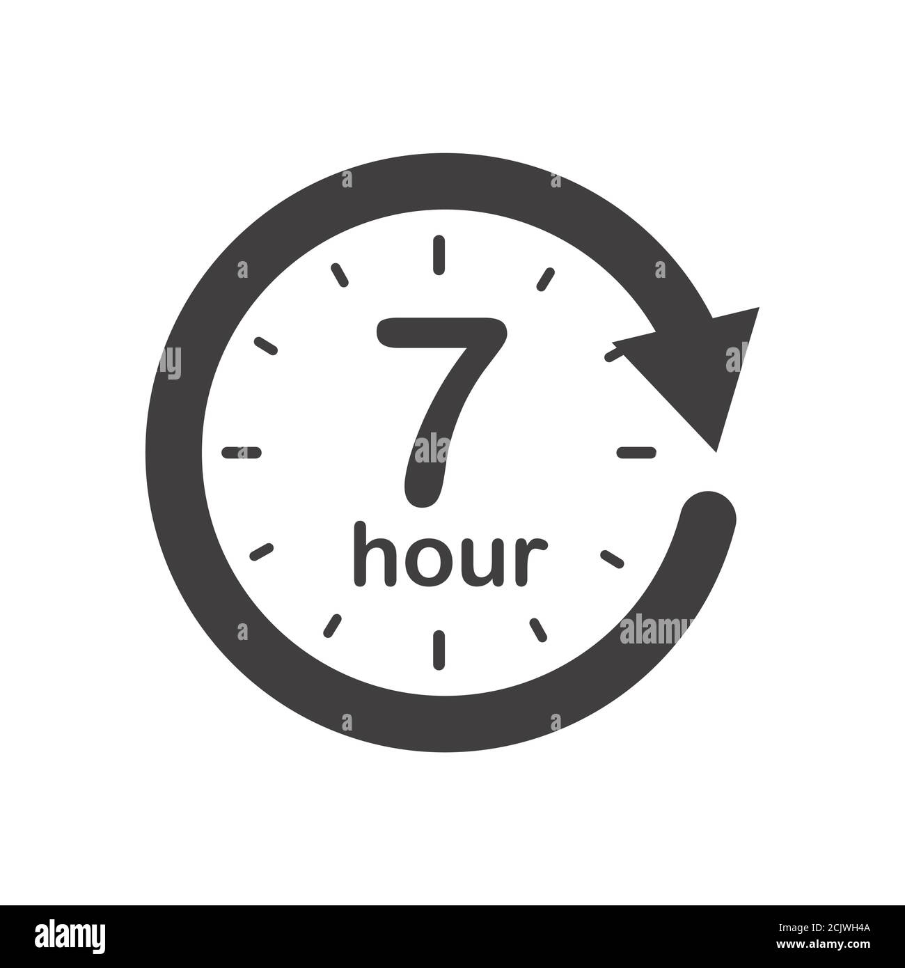 Seven hours round icon with arrow. Black and white vector symbol Stock ...