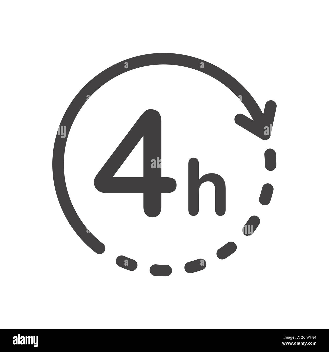 Four hours round icon with arrow. Black and white vector symbol Stock ...