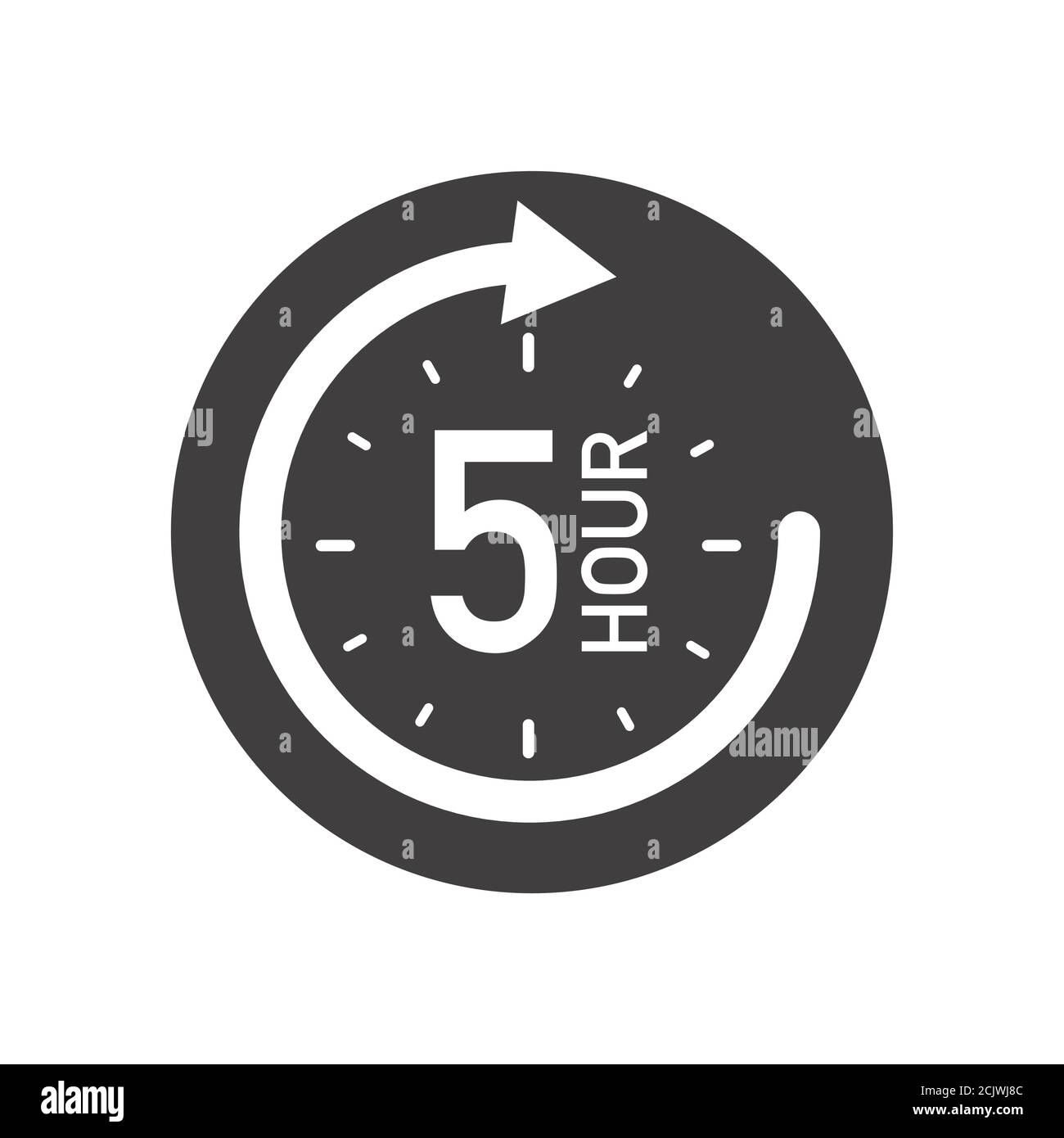 Five hours round icon with arrow. Black and white vector symbol Stock ...