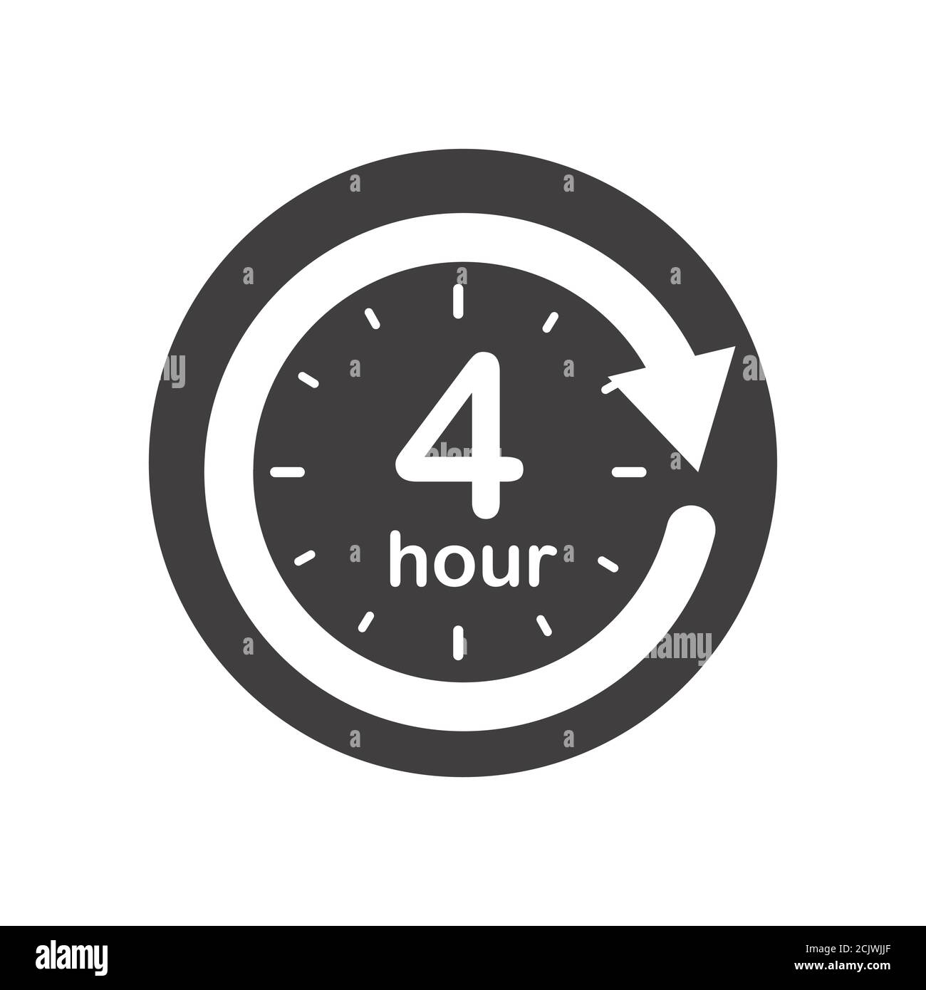 Four hours round icon with arrow. Black and white vector symbol Stock ...