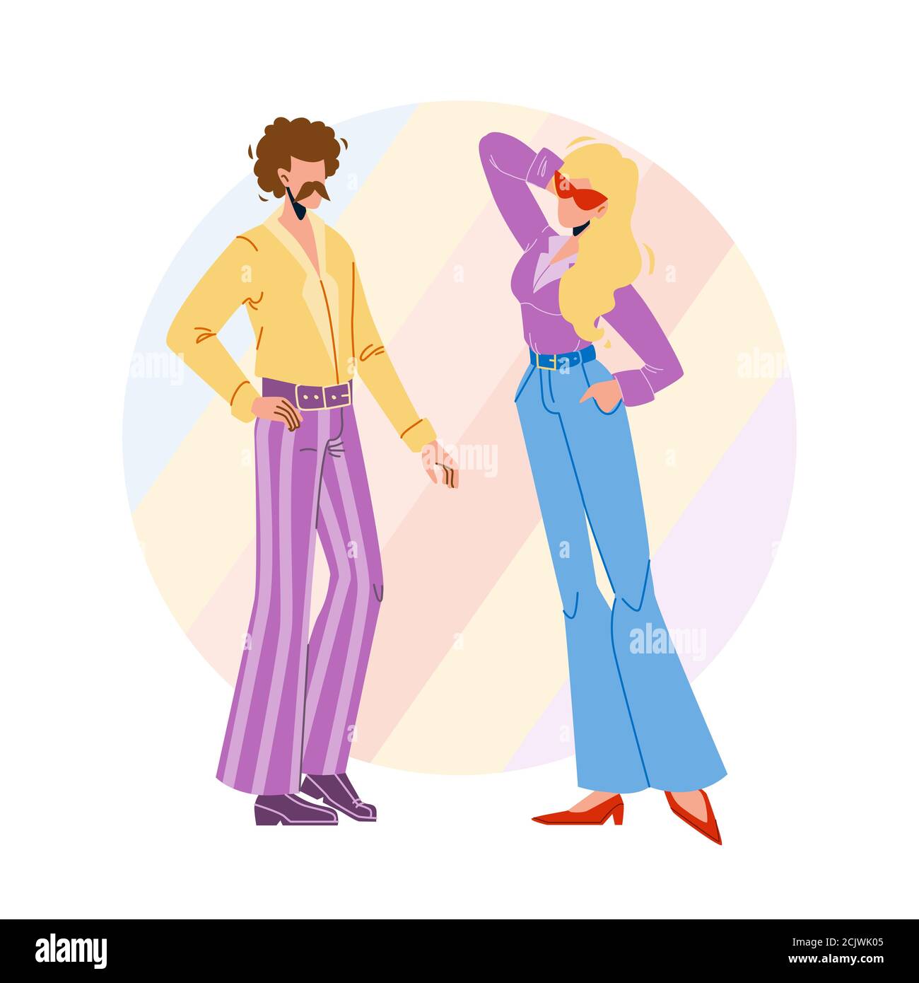 Fashion 1970 Year Disco Style Young People Vector Stock Vector Image ...