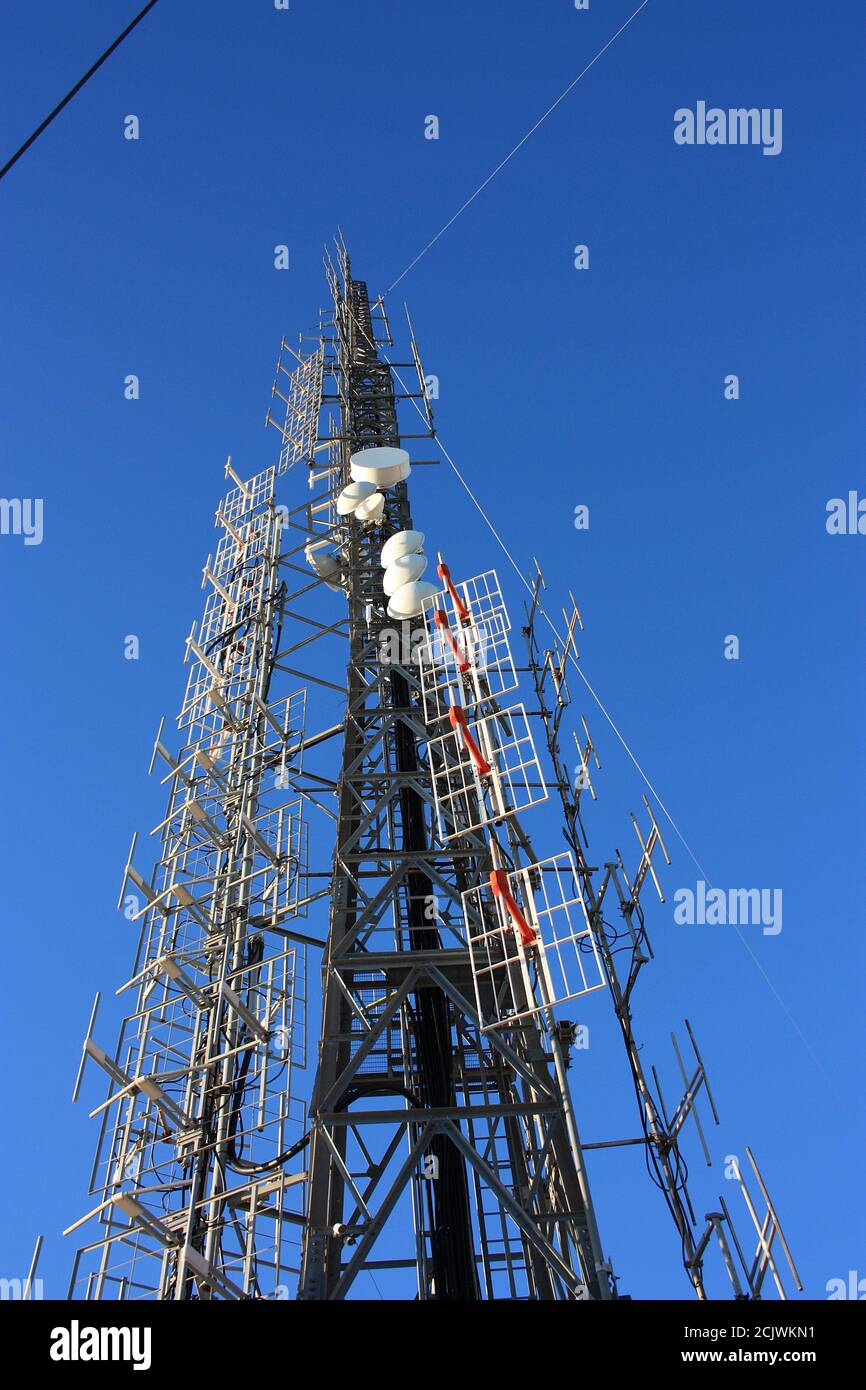 communication, telecommunication and television antennas, positioned ...