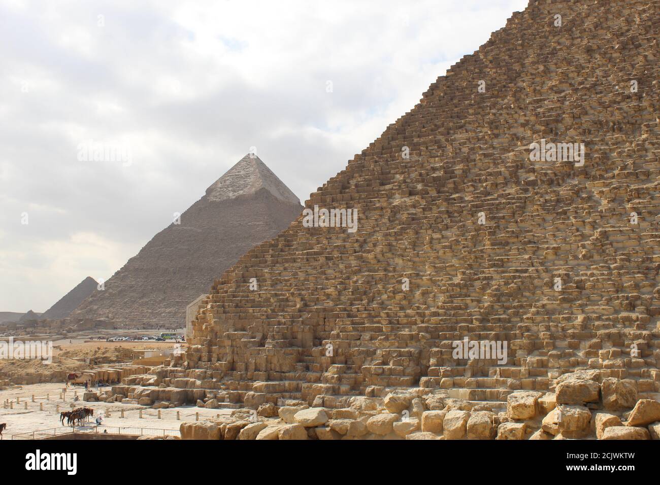 Three pyramids of Giza Stock Photo - Alamy