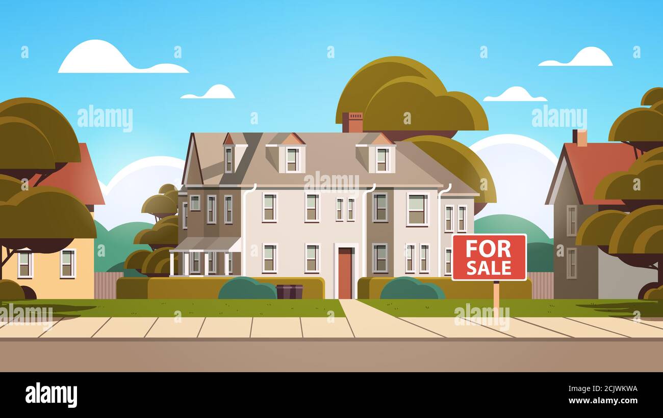 modern town house exterior real estate rent sign urban building facade ...